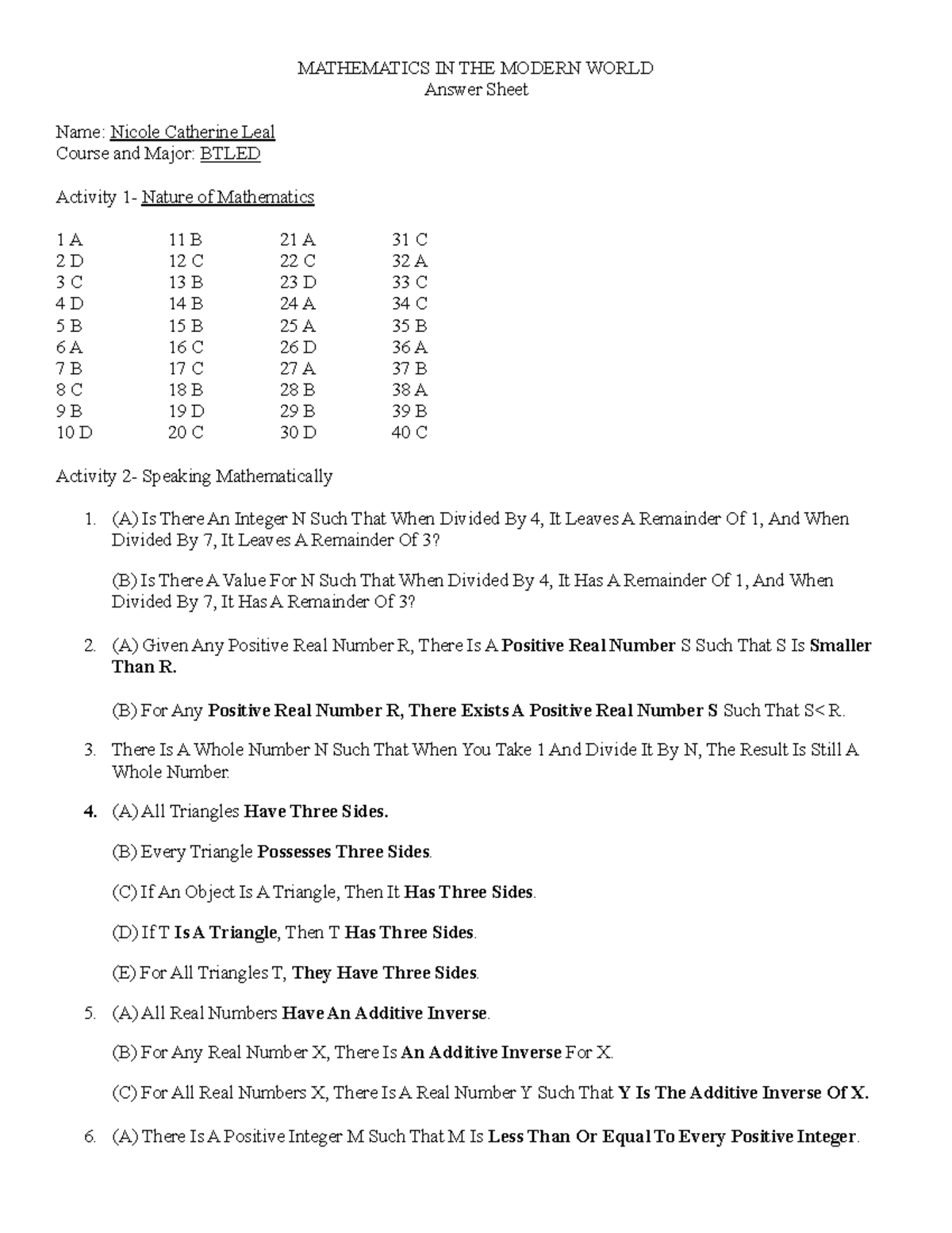 Nicole Catherine LEAL- Btled 4- Block-C ( Mathematics-IN-THE- Modern- World) - MATHEMATICS IN ...