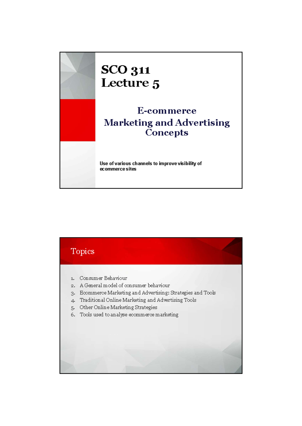 SCO 311 Lecture 5 Ecommerce Marketing - SCO 311 Lecture 5 E-commerce ...