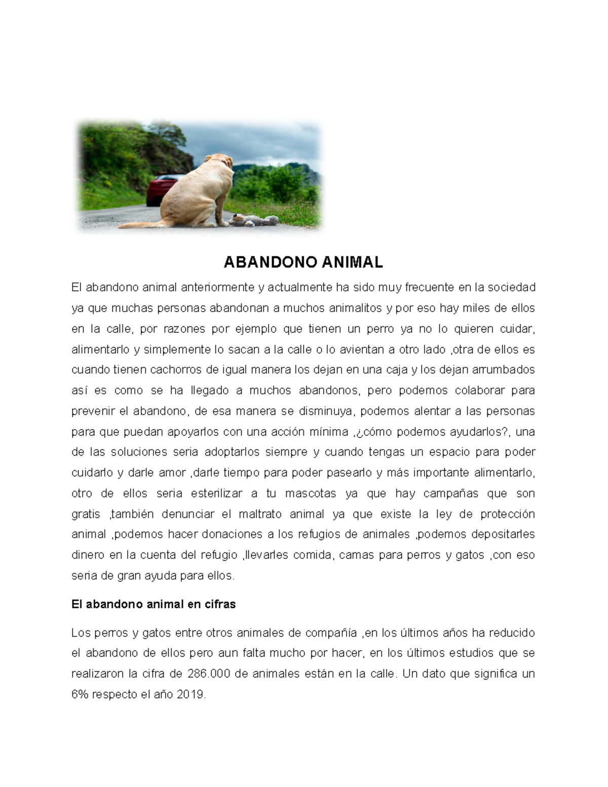 Animal - ensayo - ABANDONO ANIMAL El abandono animal anteriormente y ...