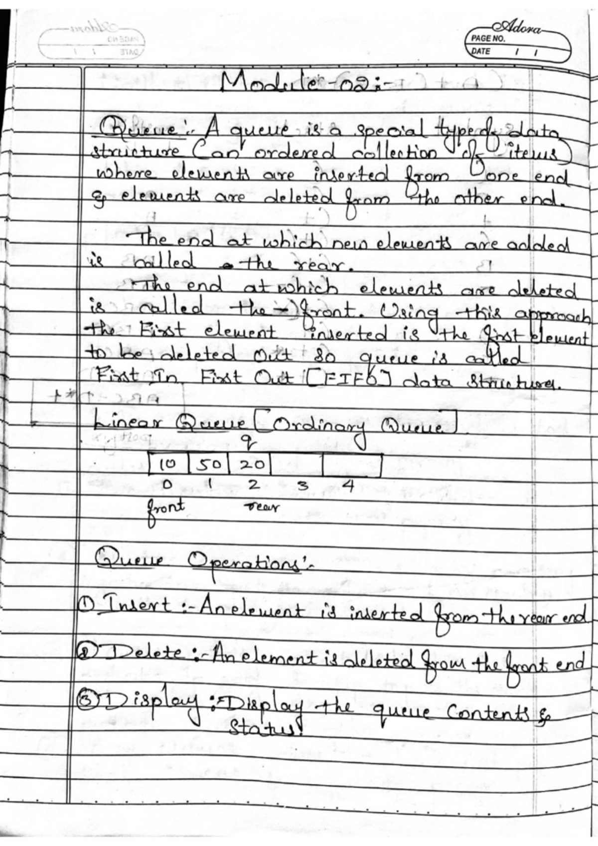 DOC-20241015-WA0008 - Dsa module 2 notes - Modee-oi PAGE cdora NO. DATE ...