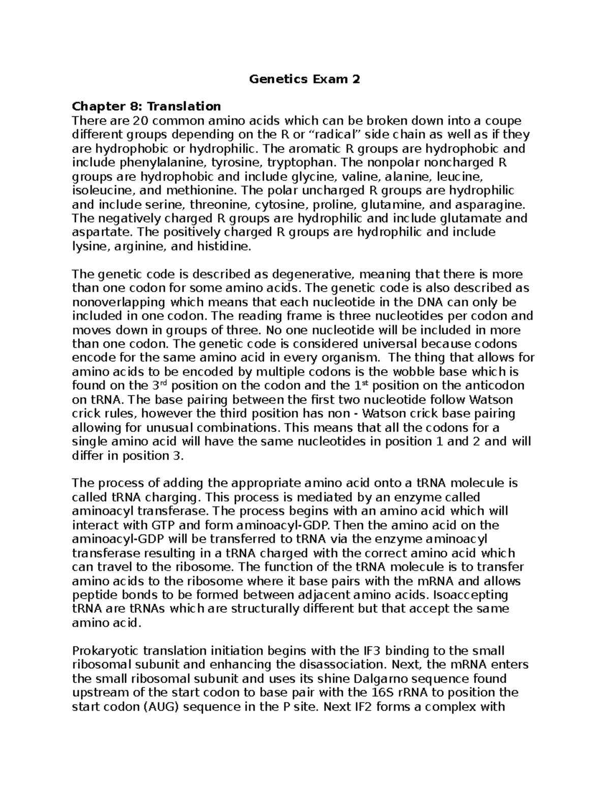 Genetic exam 2 - Summary of exam 2 content - Genetics Exam 2 Chapter 8 ...