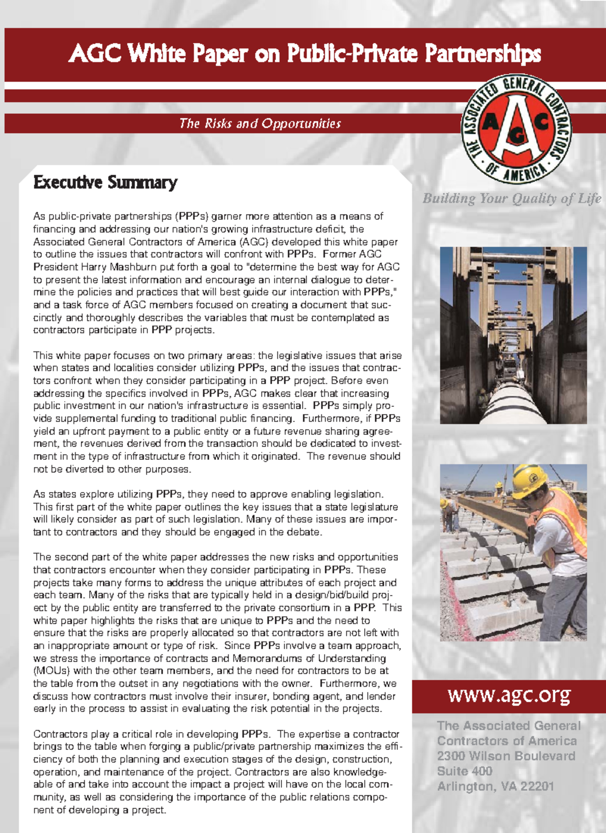 PPP White Paper Final 2 0 - agc The Associated General Contractors of ...