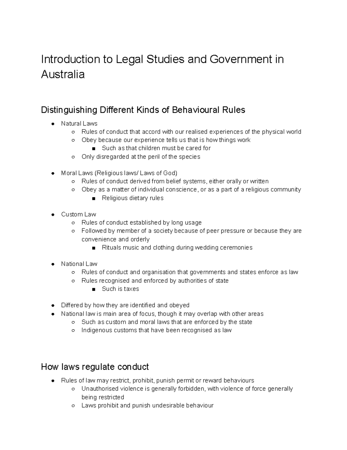 W1 - Week 1 - Introduction to Legal Studies and Government in Australia ...