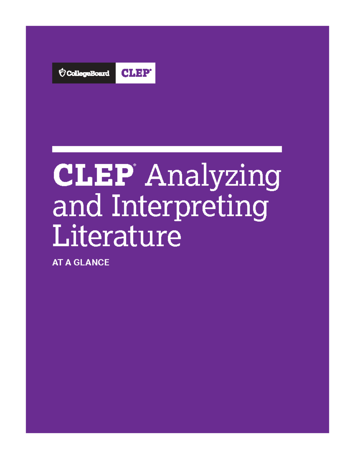Clep exam fact sheet analyzing interpreting literature - CLEP ...