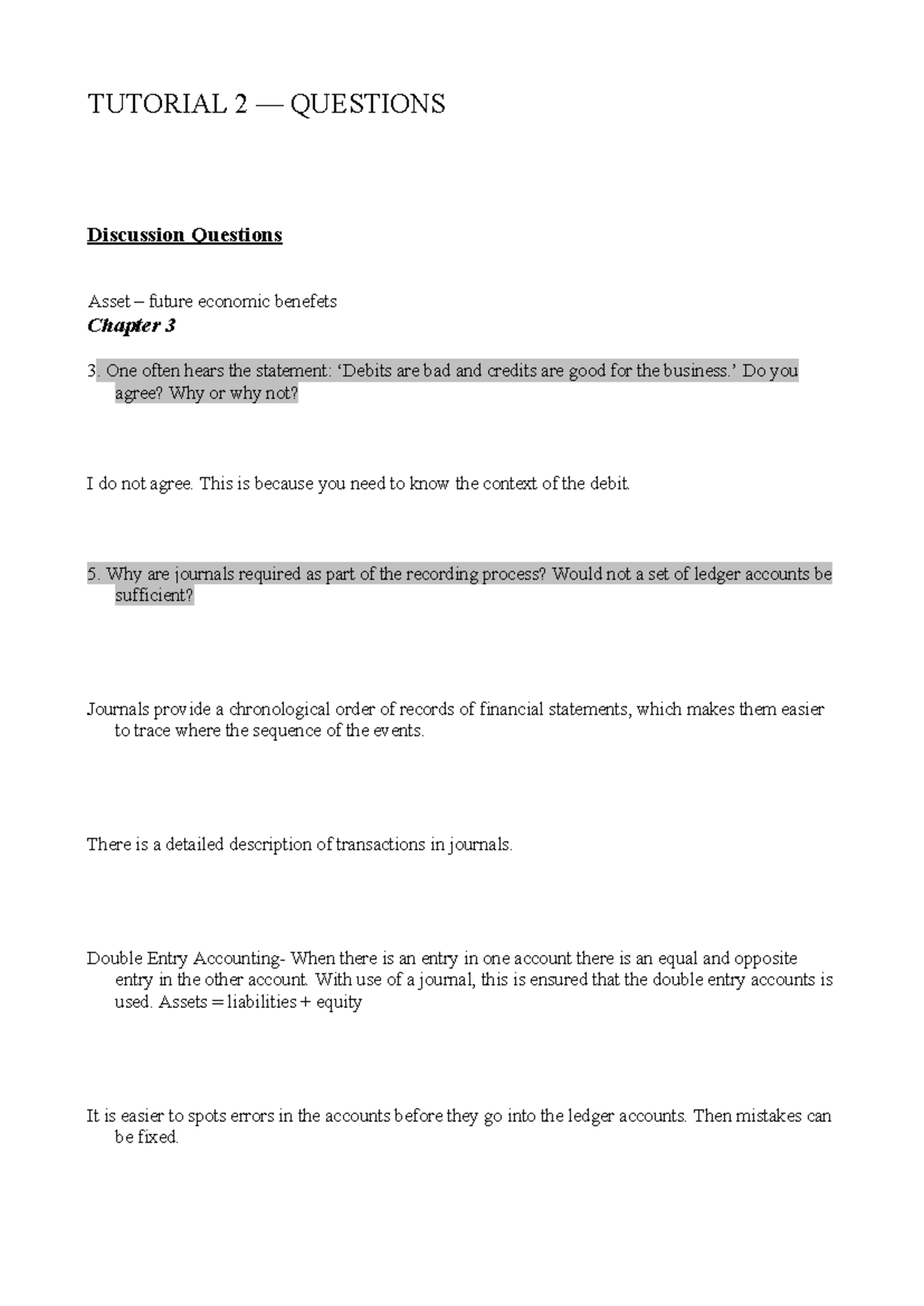 Tutorial 2 - acct1101 - TUTORIAL 2 — QUESTIONS Discussion Questions ...