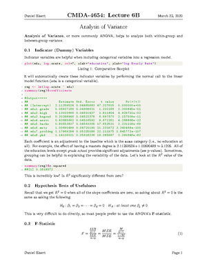 CMDA 4654 Module 2A - Prof: Gramercy - Daniel Eisert CMDA-4654: Lecture ...