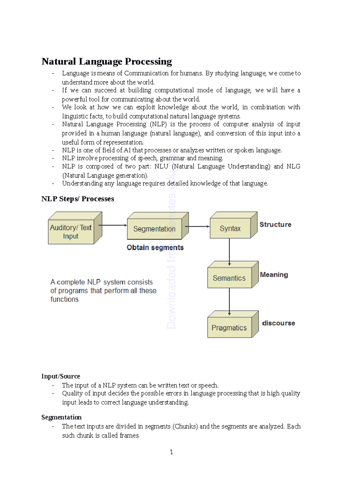 Unit-6 - Note - Natural Language Processing - Language is means of ...