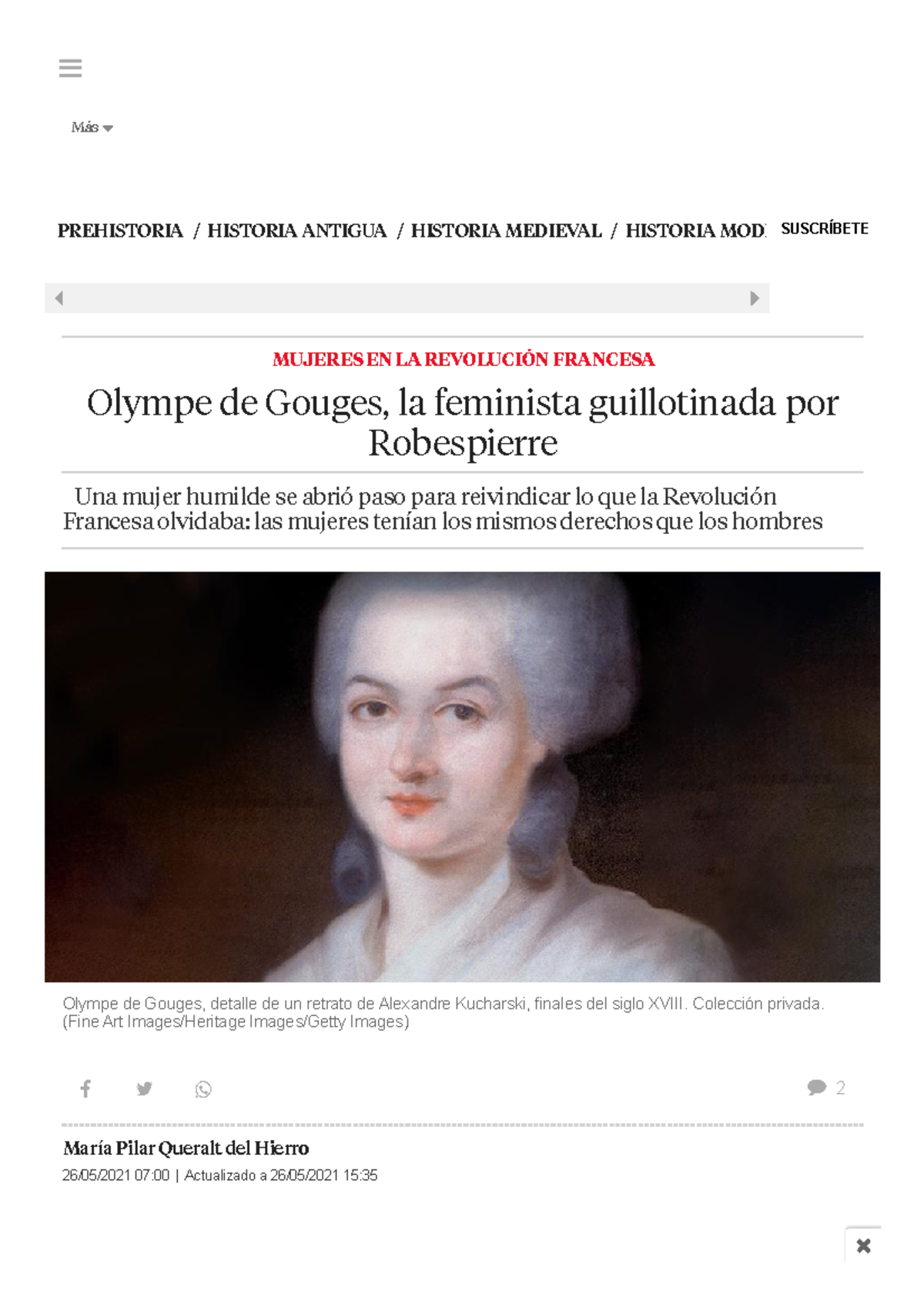Olympe de Gouges - biografia - SUSCRÍBETE Hoy interesa Secret Story ...