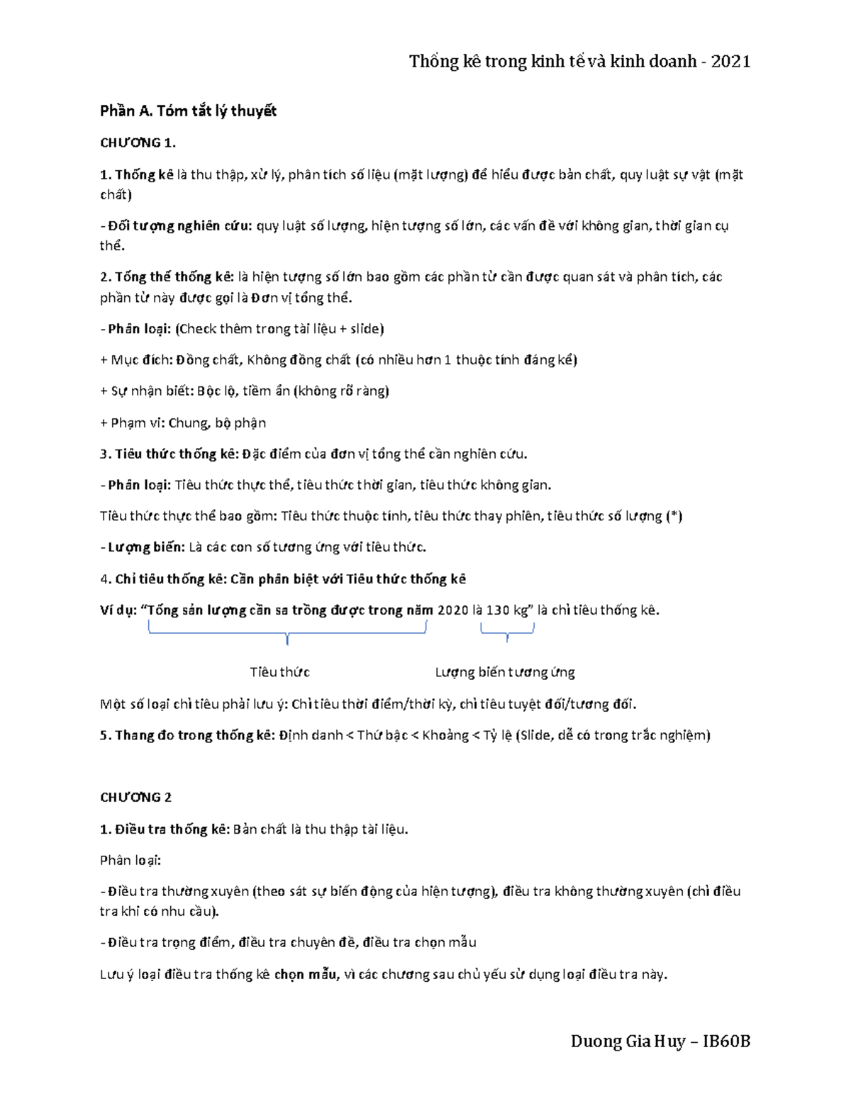 Công-thức-Thống-kê - good - Ph¿n A. TÛm t¿t l ̋ thuy¿t CHƯƠNG 1. 1 ...