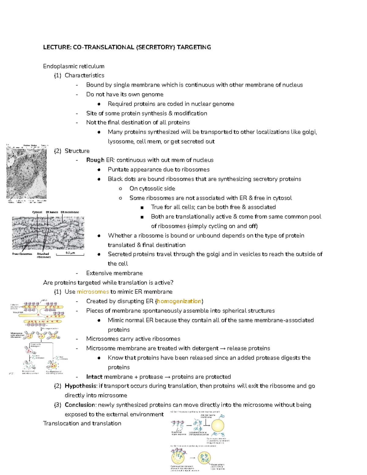 M4L3 - module 4 lecture 3 note - LECTURE: CO-TRANSLATIONAL (SECRETORY ...