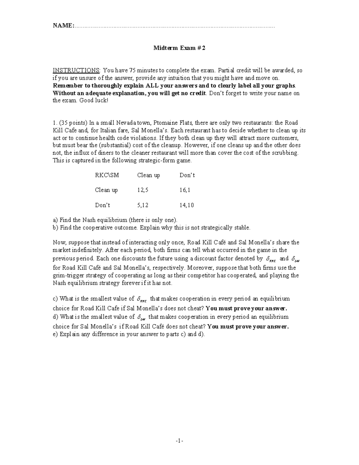 Exam # 2, 2020 Fall - lecture, exams, problem sets - NAME: - Studocu