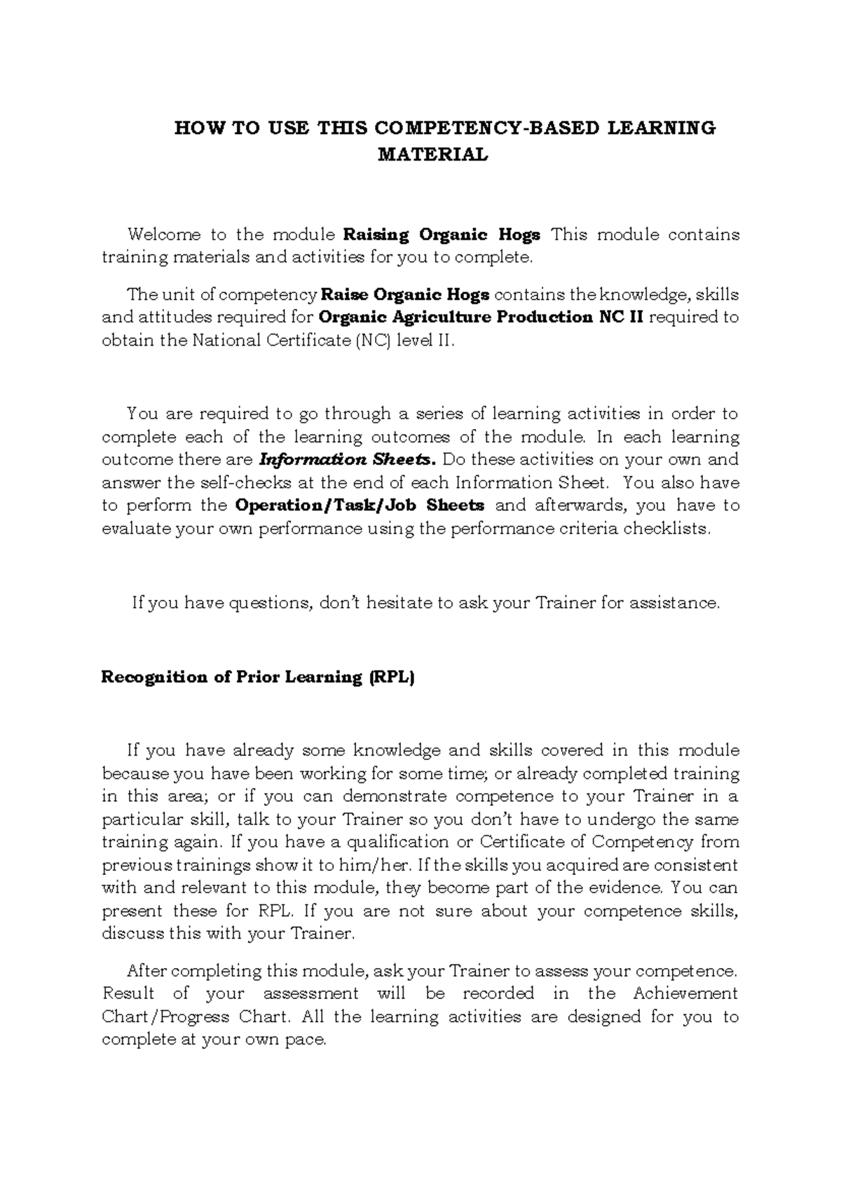 CBLM-HOG-Regie - Competency Building learning materials - HOW TO USE THIS COMPETENCY-BASED ...