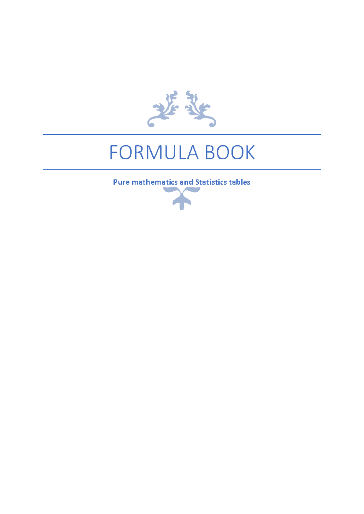 Formula Book - FORMULA BOOK Pure mathematics and Statistics tables ...