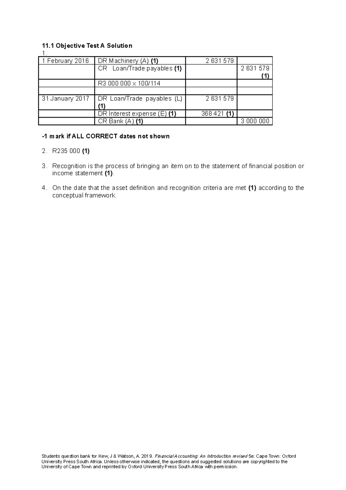 TUT 11 - TUT 11.1 - 11 Objective Test A Solution 1. 1 February 2016 DR ...