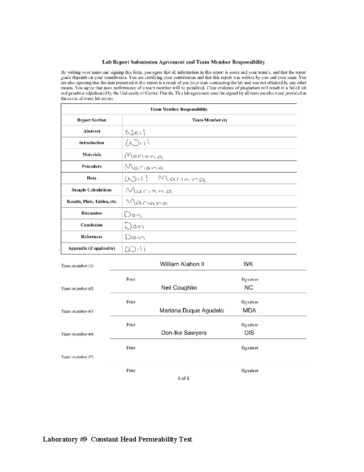 Lab 9 - University of Central Florida Constant Head Permeability Test ...