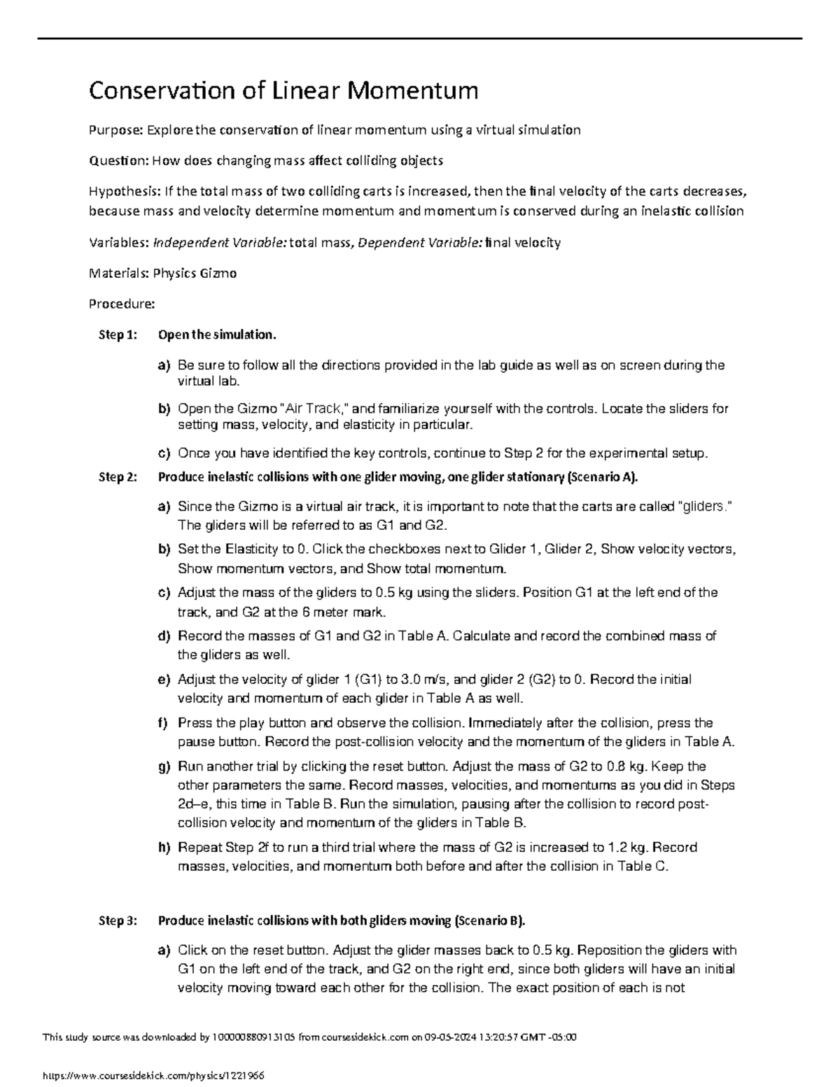 Conservation of Linear Momentum final - Conservation of Linear Momentum ...