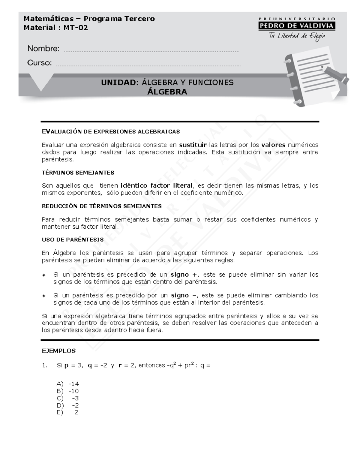 2576-MT 02 - 2018 (7%) - .................. - UNIDAD: ¡LGEBRA Y ...