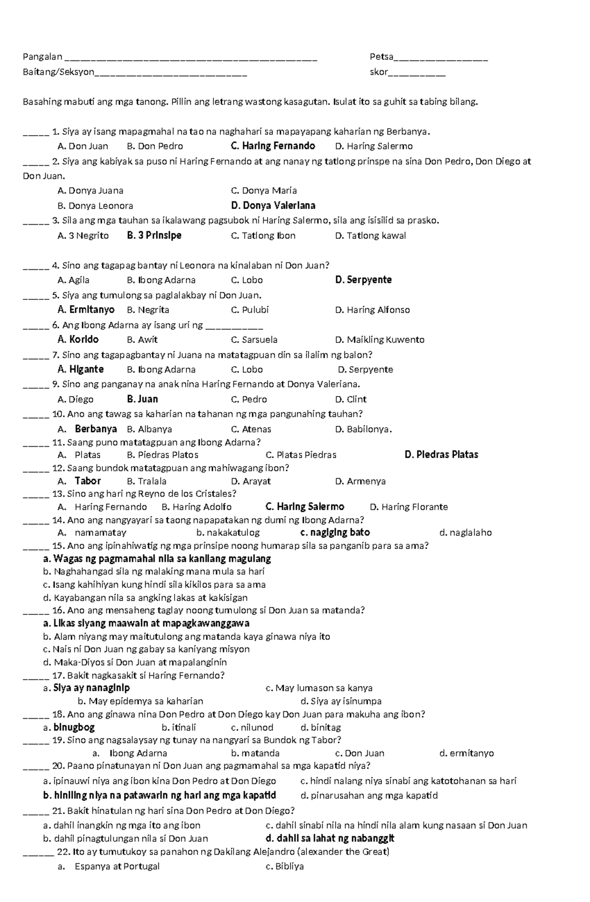 372846277 Grade 7 4th Quarter Exam - Pangalan