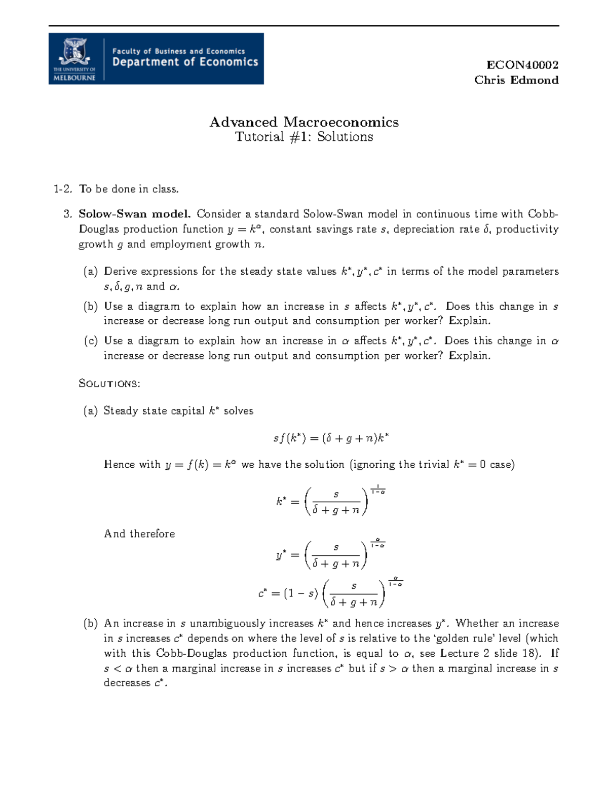 Econ40002 tutorial 1 solutions - ECON Chris Edmond Advanced ...