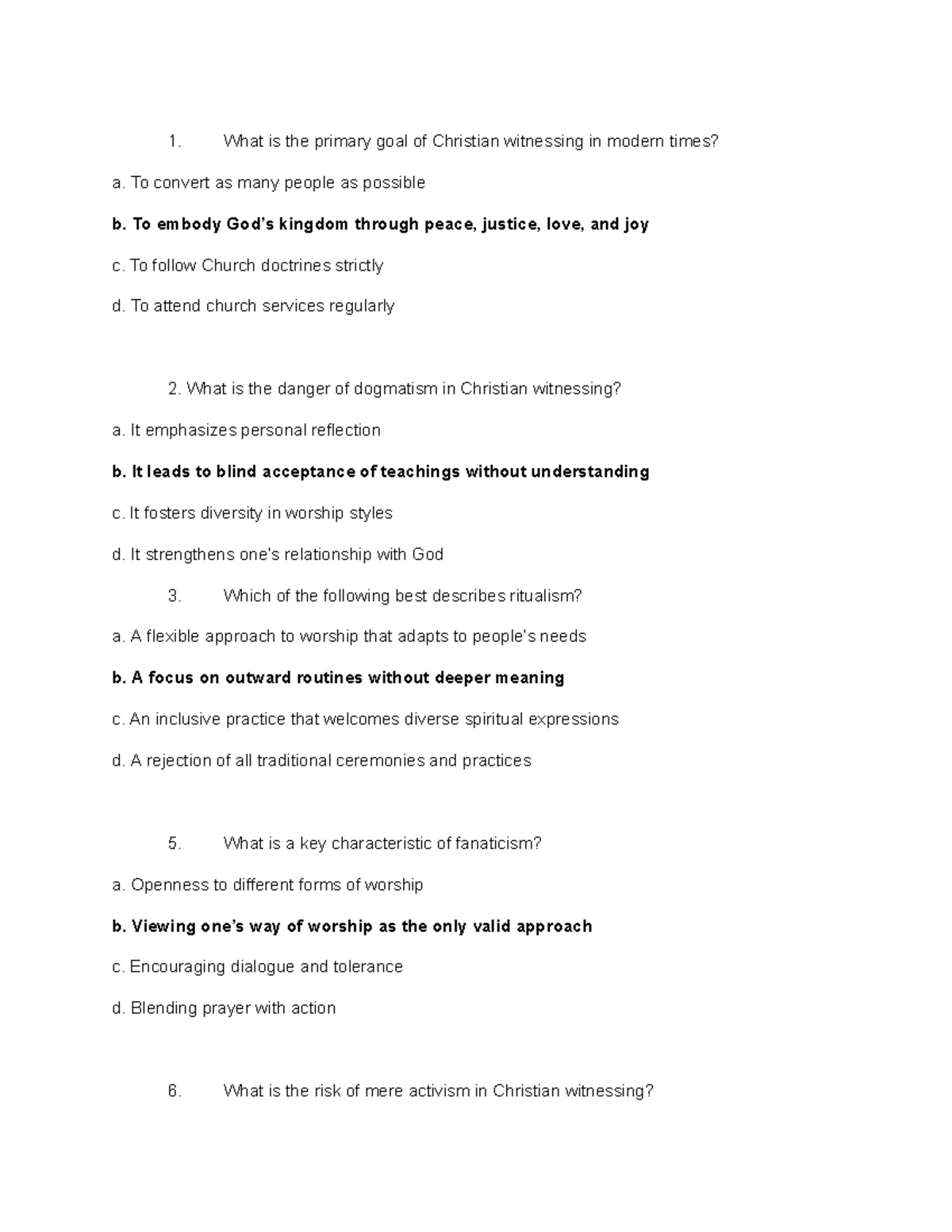 EDM Lesson 6 EXAM - asdasdas - What is the primary goal of Christian ...