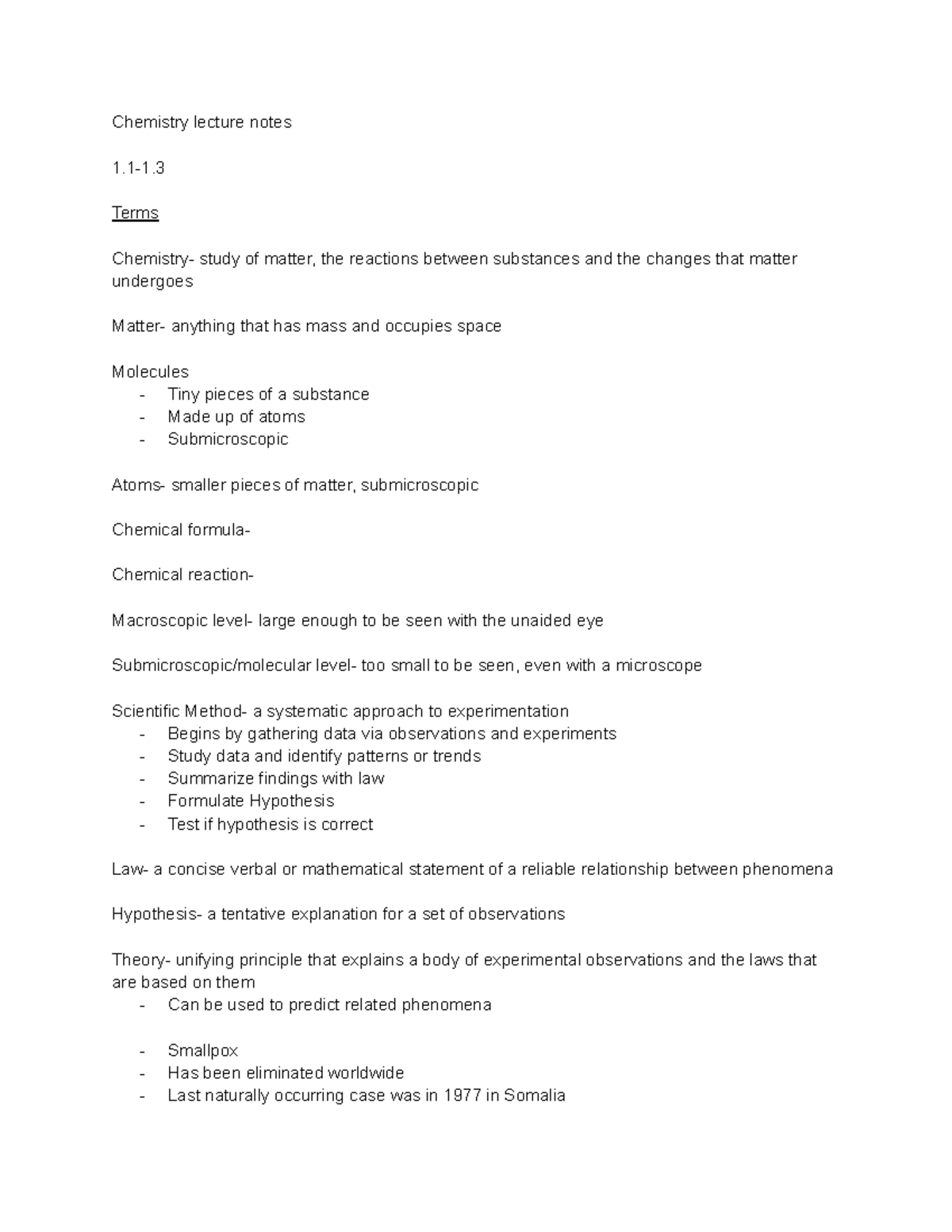 Chemistry Lecture Notes-2 - Chemistry lecture notes 1-1. Terms ...