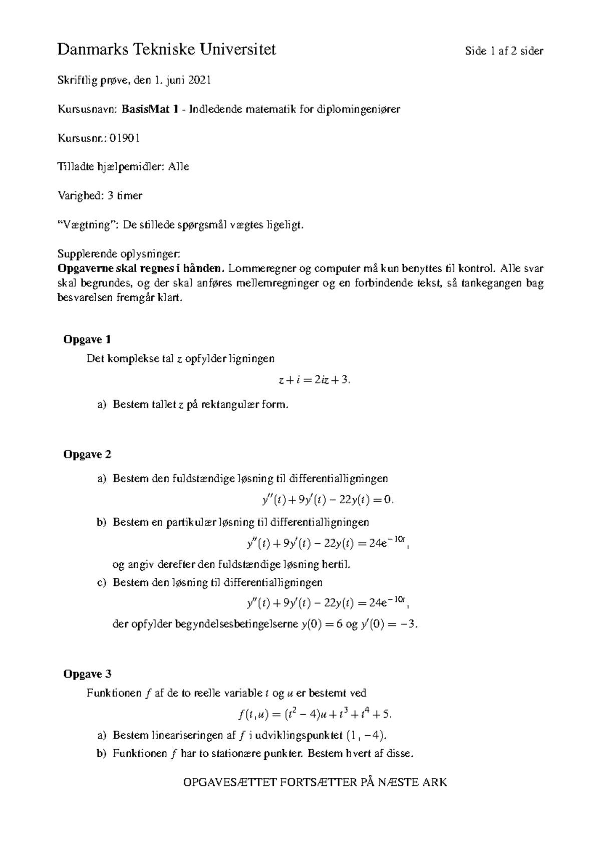 Eksamen F 21-kombineret - Danmarks Tekniske Universitet Side 1 af 2 sider Skriftlig prøve, den 1 ...