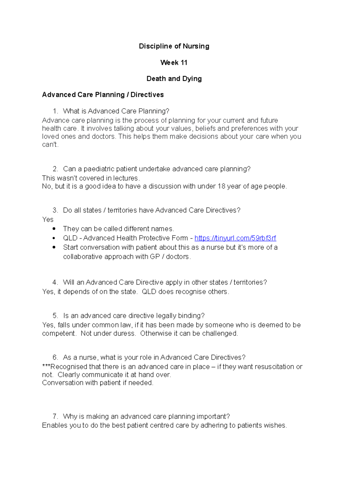 Discipline of Nursing, Week 11 - Death and Dying - Discipline of ...