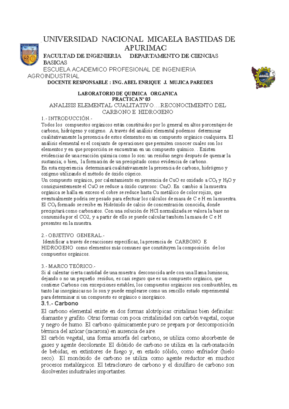 4. Práctica 3, 4 Y 5 ( Reconocimiento DEL Carbono E Hidrógeno ...