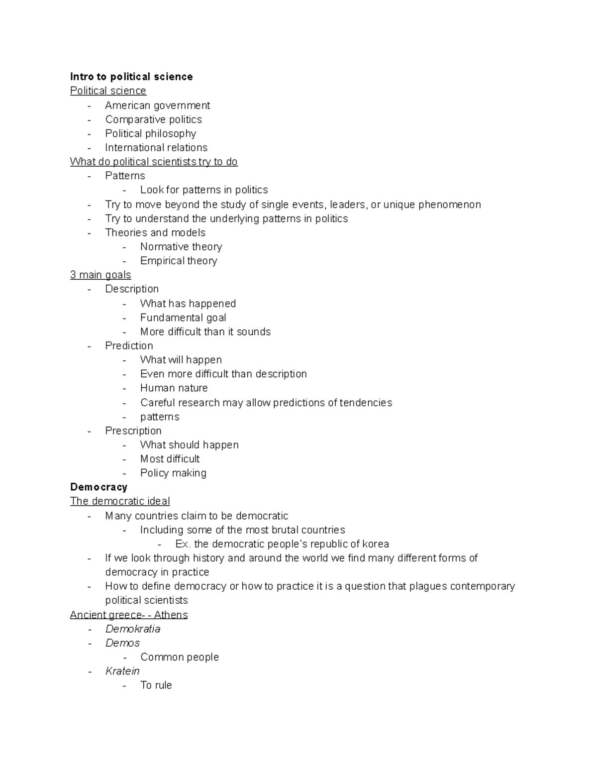 Political Science - Intro to political science Political science ...