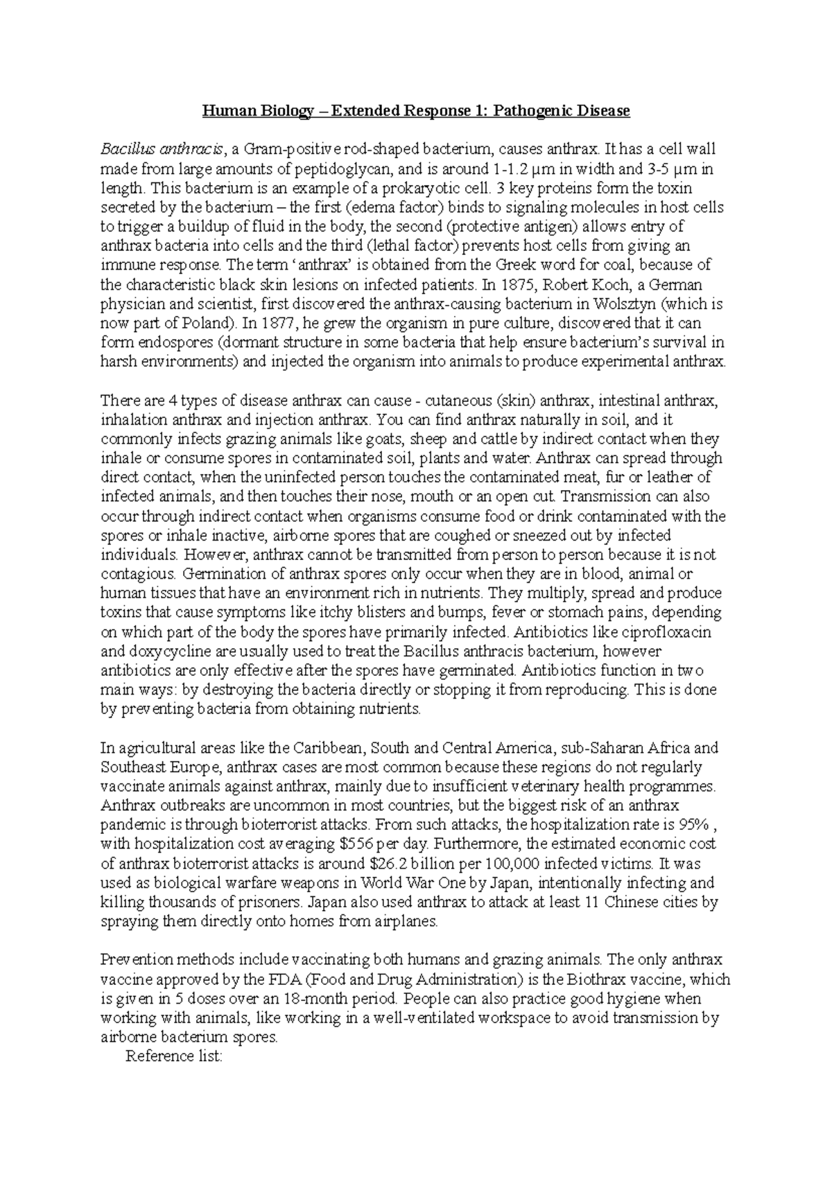 HBY Extended Response 1 (v2) - Human Biology – Extended Response 1 ...