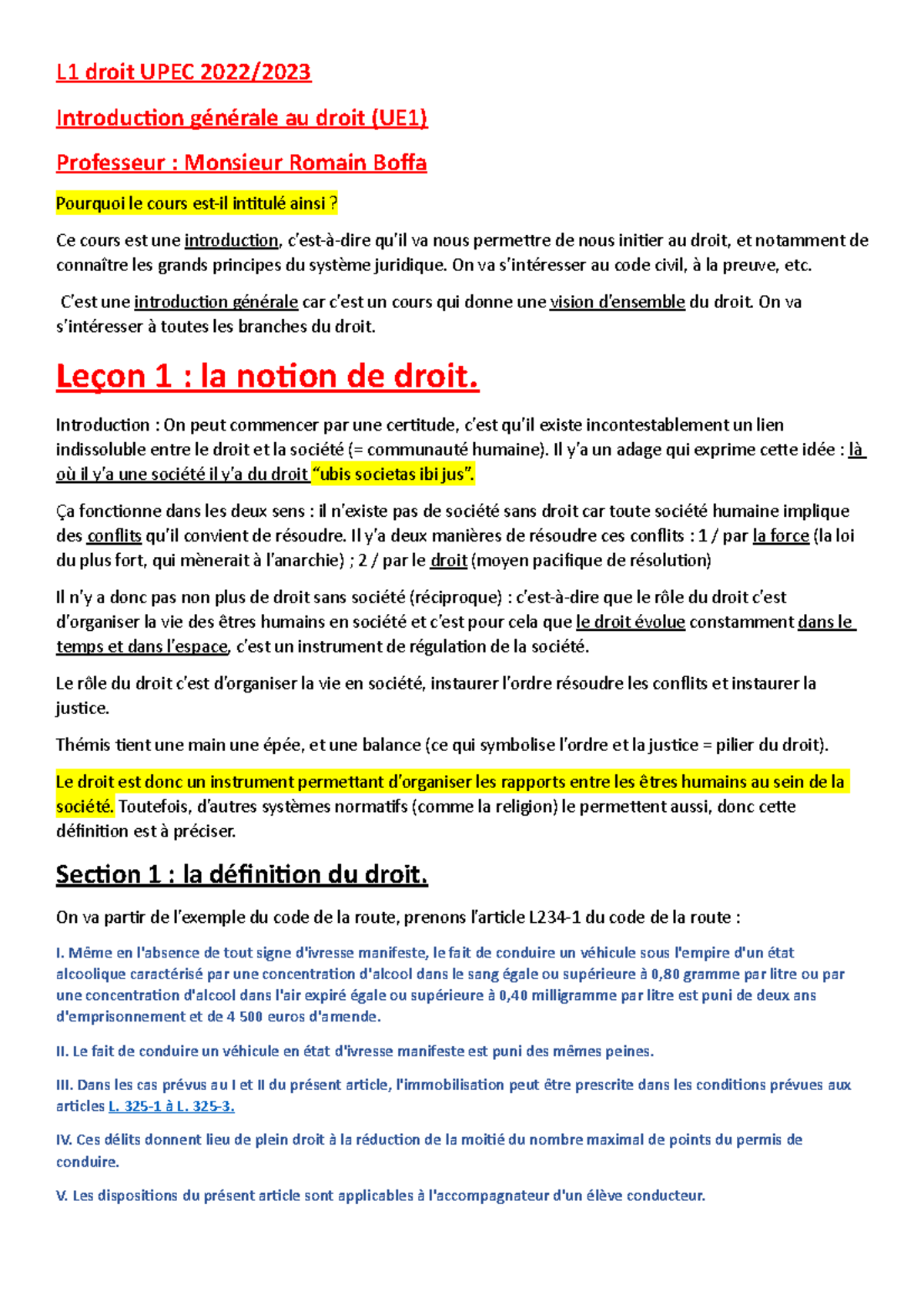 IGD leçon 1 - mR boffa - L1 droit UPEC 2022/ Introduction générale au ...