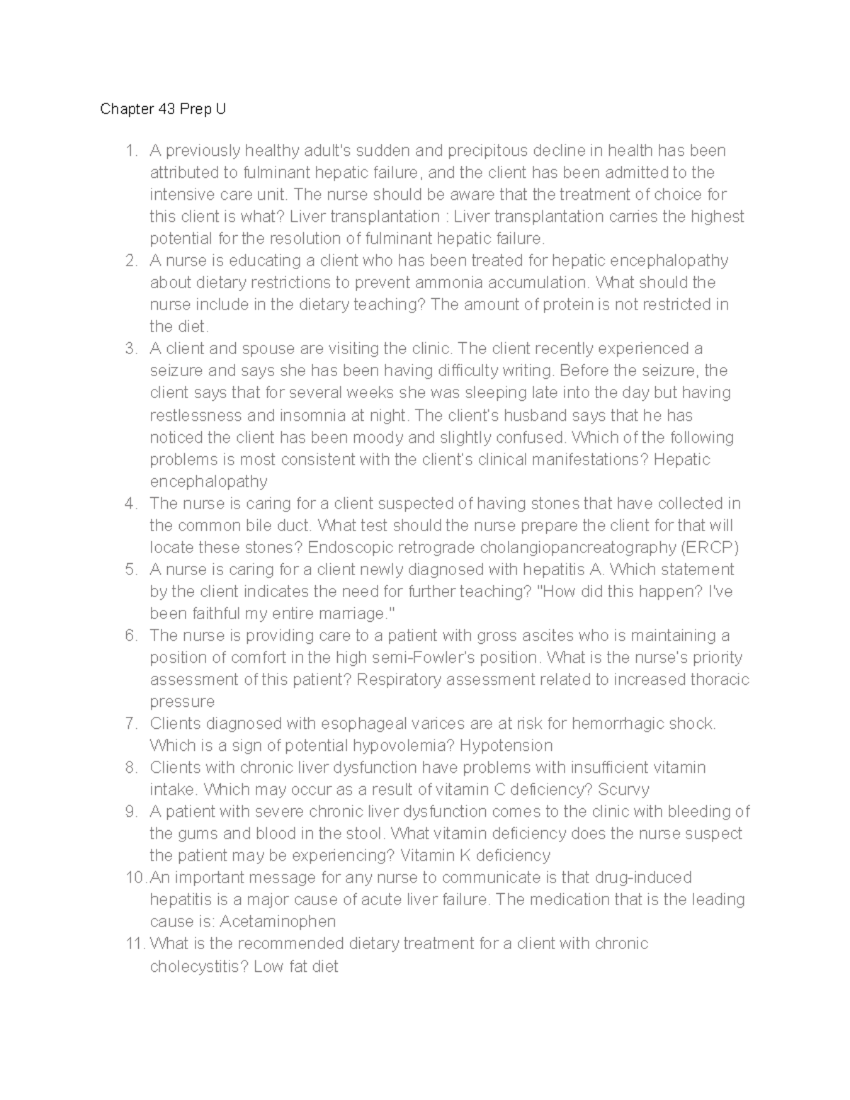 Chapter 43 Prep U - A previously healthy adult's sudden and precipitous ...