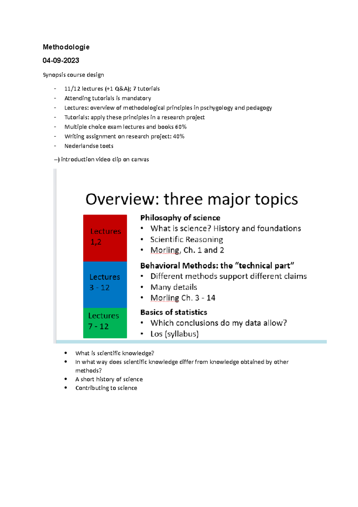 Methodologie Aantekeningen Tijdens Hoorcollege Methodologie 04 09