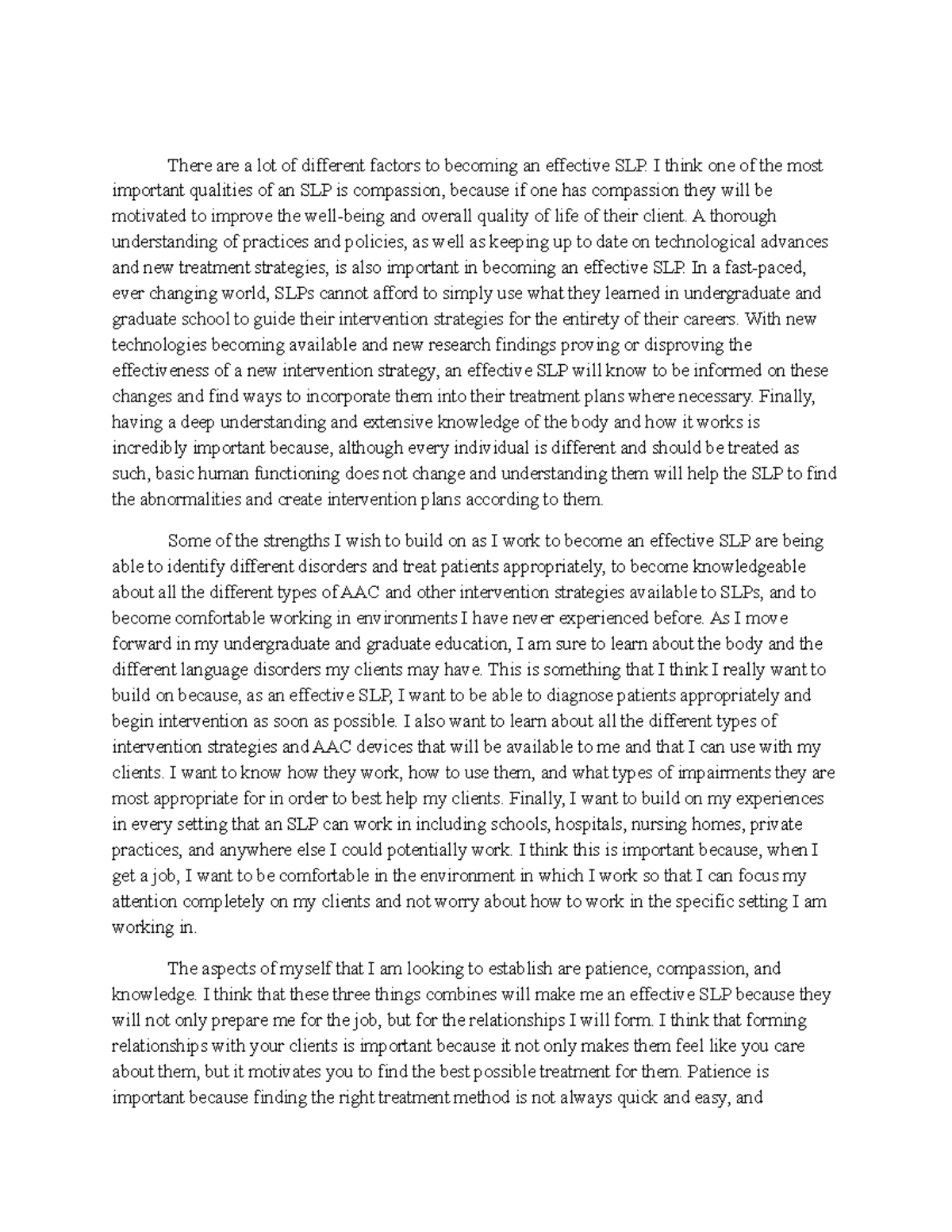 Effective SLP Statement - There are a lot of different factors to ...