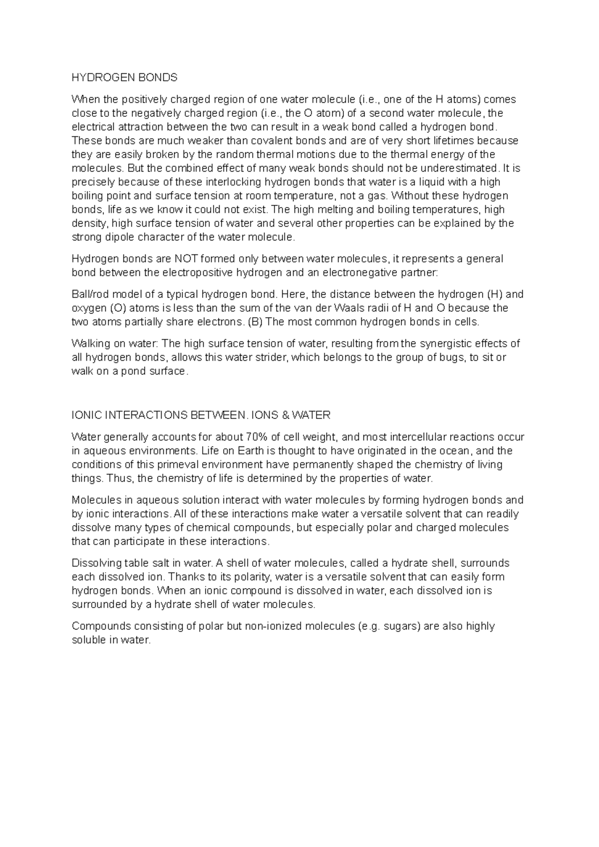 Hydrogen Bonds - Lecture notes 5 - HYDROGEN BONDS When the positively ...