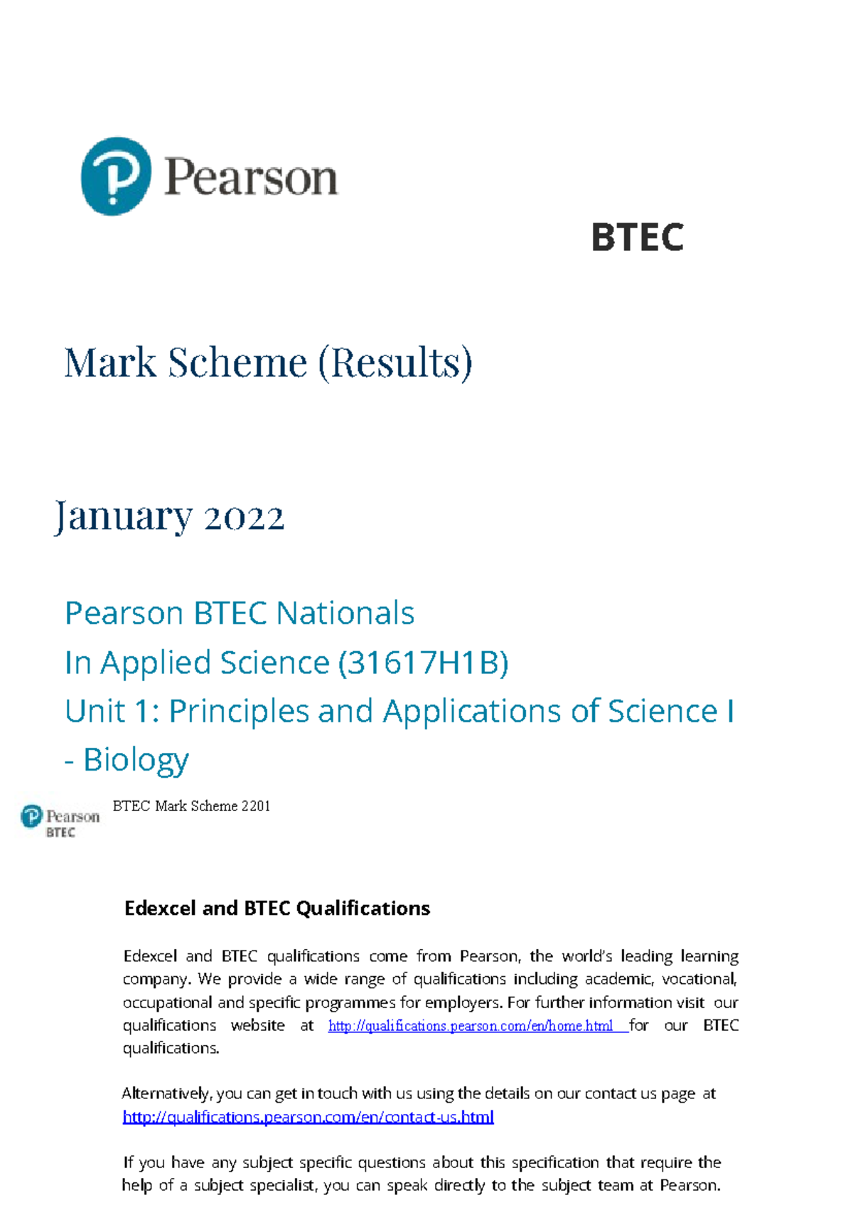 L3 Unit1 Jan22 MS - .............. - BTEC Mark Scheme (Results) January ...
