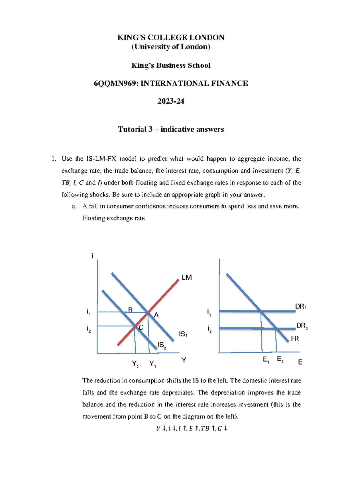 Tutorial 3 answers 202324 - KING'S COLLEGE LONDON (University of London ...