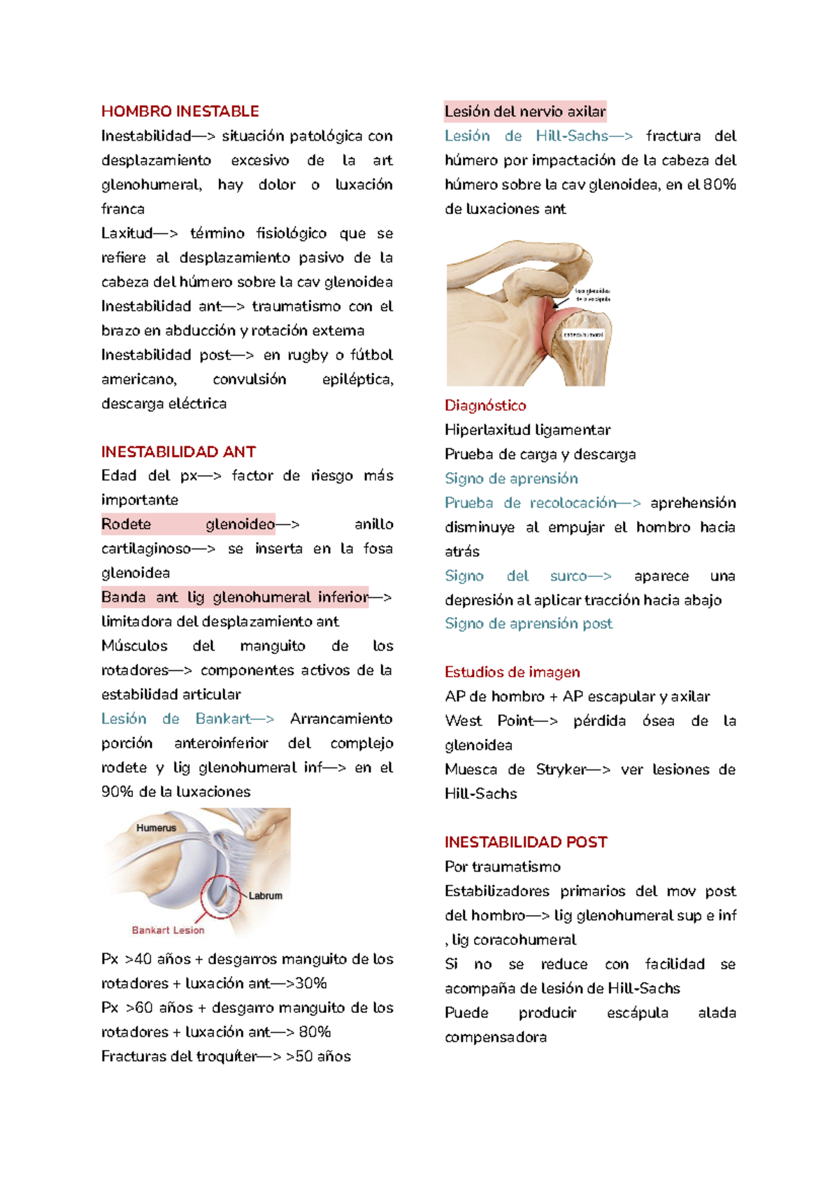 Trauma Parcial II - HOMBRO INESTABLE Inestabilidad—> situación ...