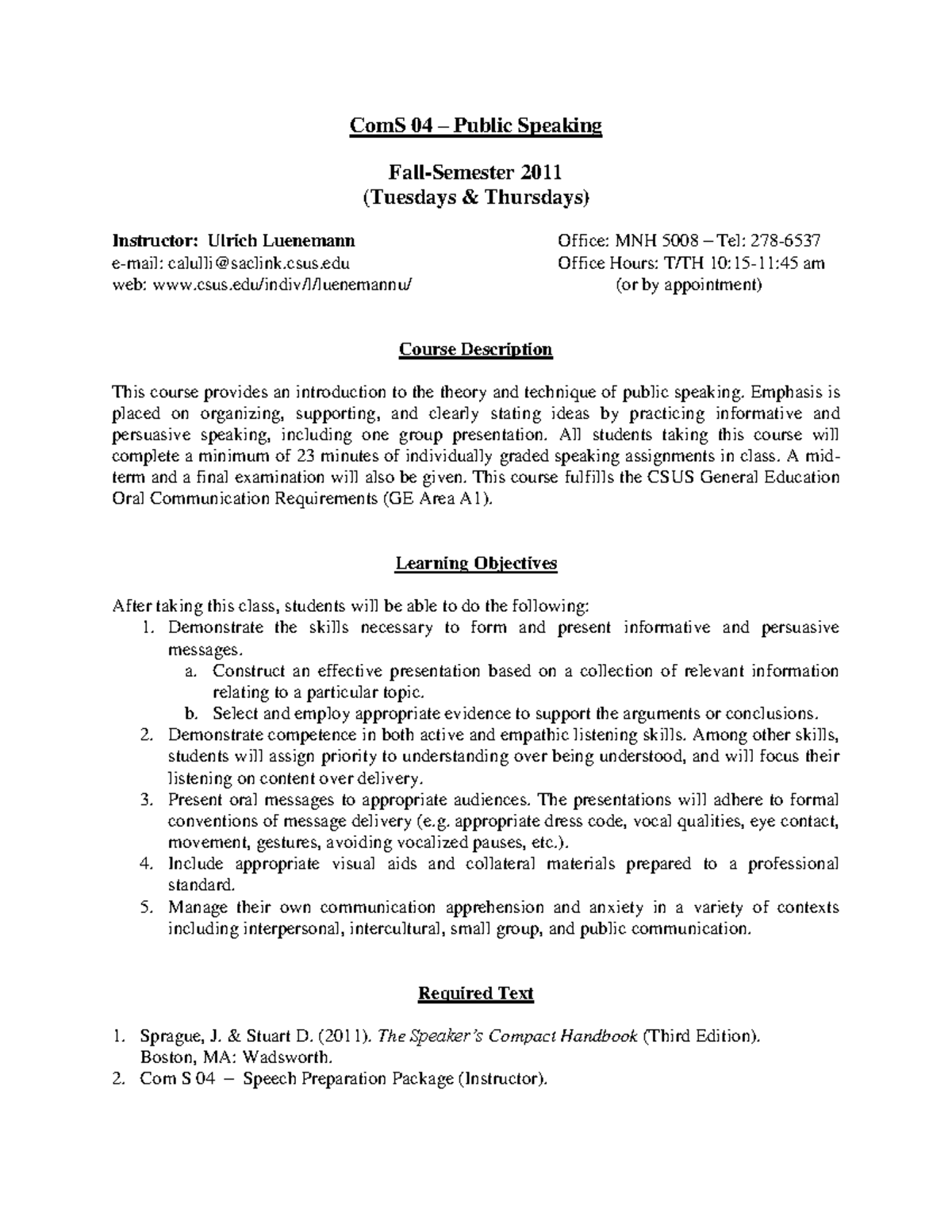 Coms 04 fall11 syl - syllabus - ComS 04 – Public Speaking Fall-Semester ...