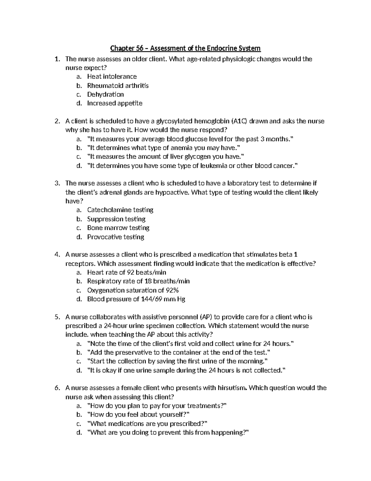 Endocrine System - IGGY CH 57 - Chapter 56 – Assessment of the ...