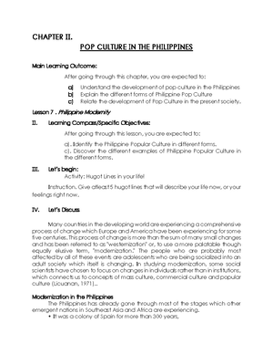Course Syllabus IN Philippine Popular Culture - 1 OBE Course Syllabus I ...