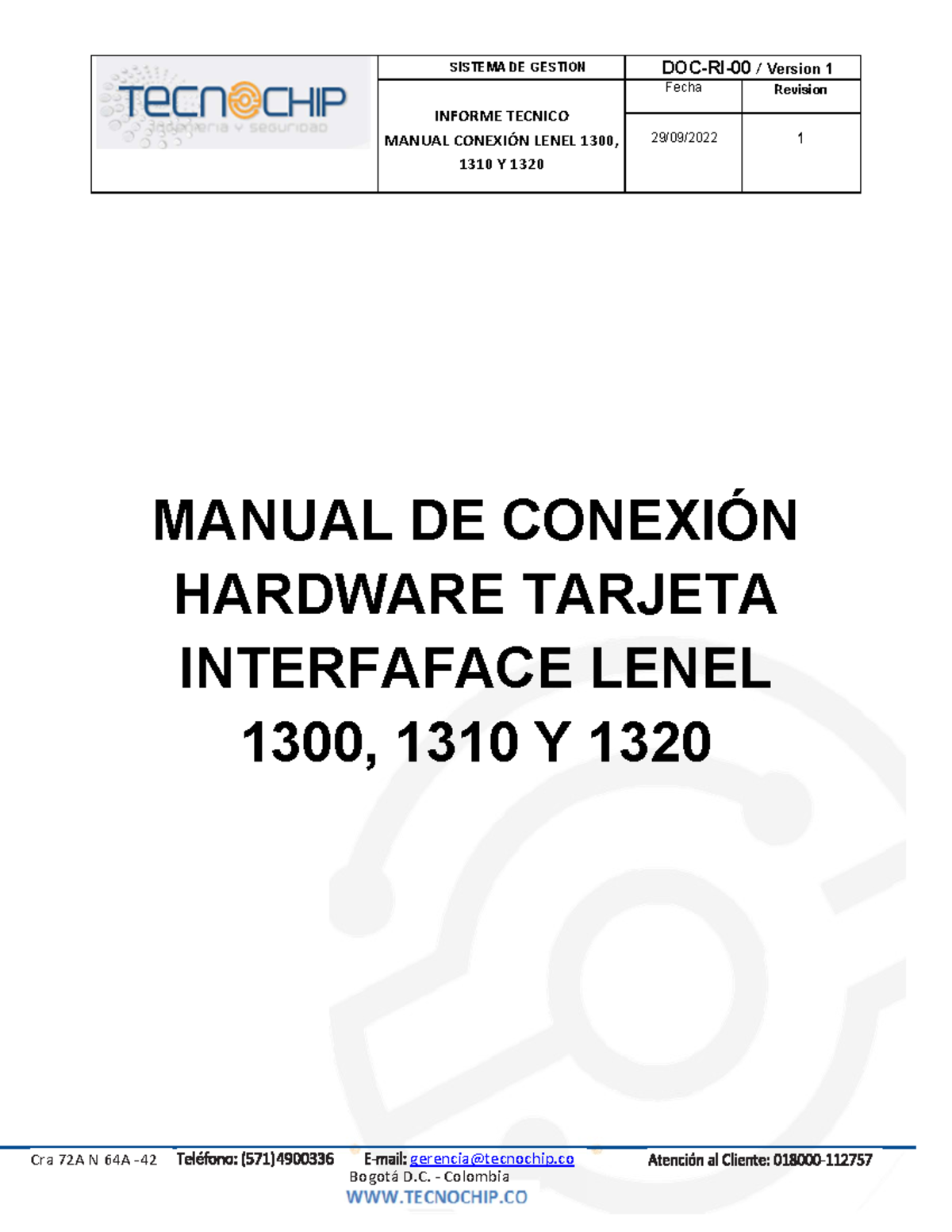 Manual de conexione leenl serie 1300 Tchip - INFORME TECNICO MANUAL ...