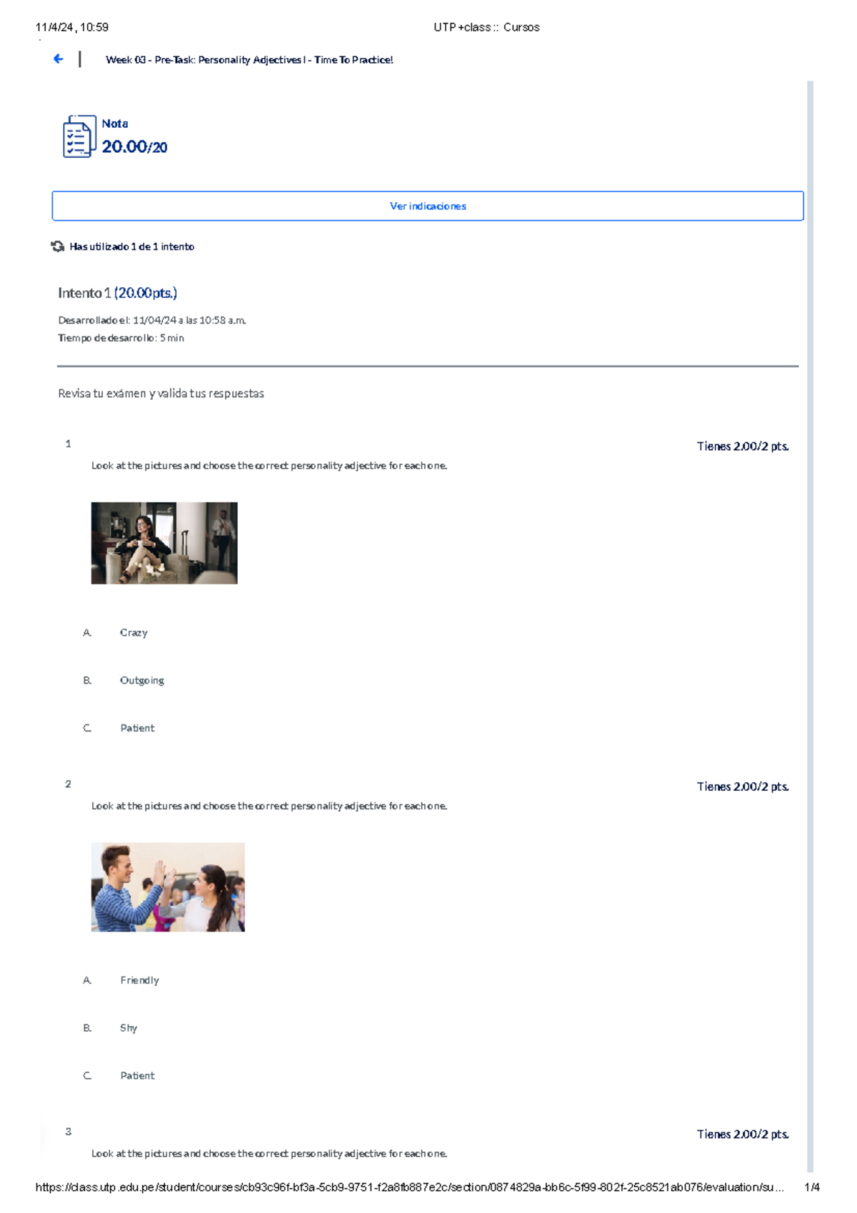 Week 03 - Pre-Task Personality adjectives I - Time to Practice! - Nota ...