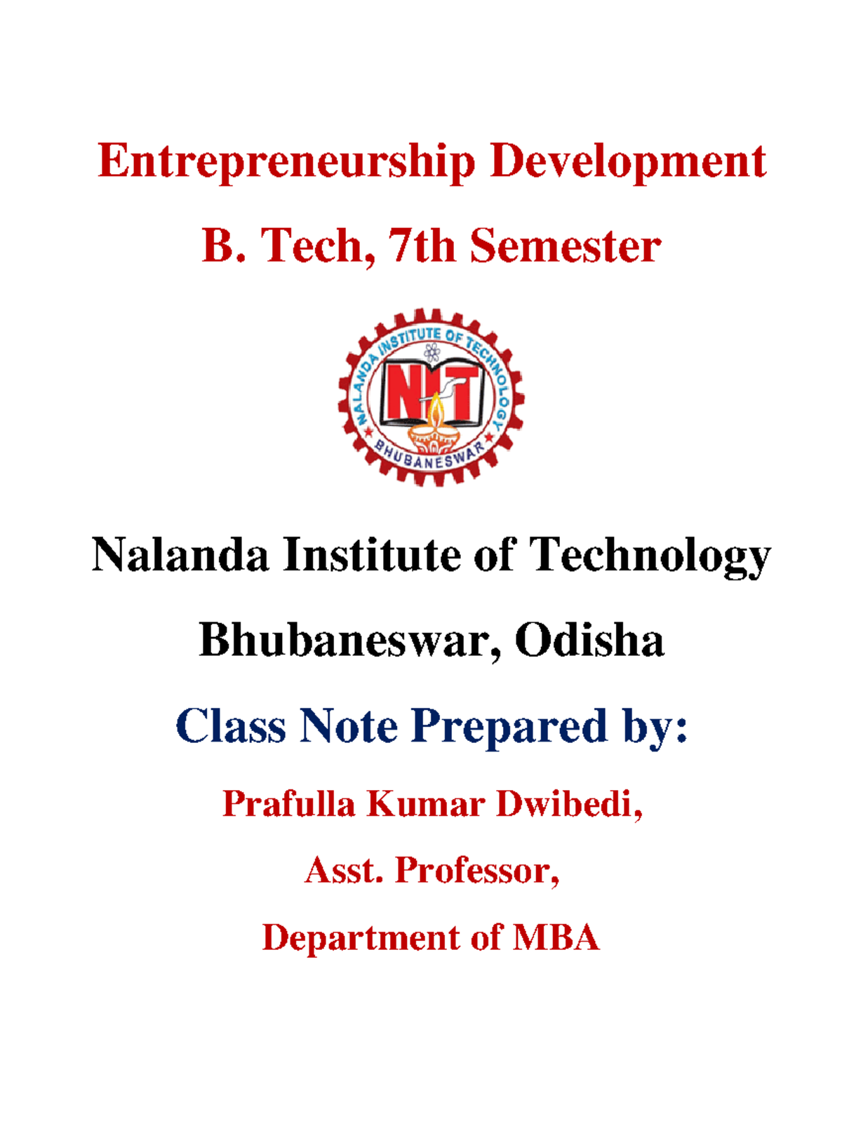 ED Class Notes B TECH 7TH Semester 2021 batch - Entrepreneurship ... ED Class Notes B TECH 7TH Semester 2021 batch - Entrepreneurship ...