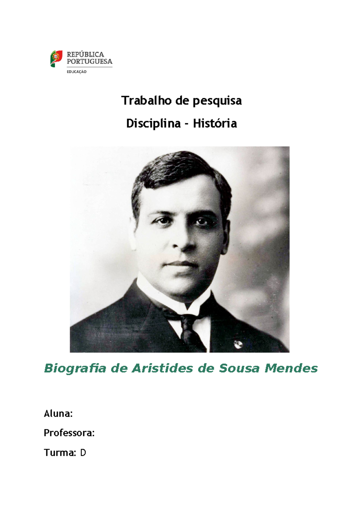 trabalho sobre Aristides - Trabalho de pesquisa Disciplina - História ...