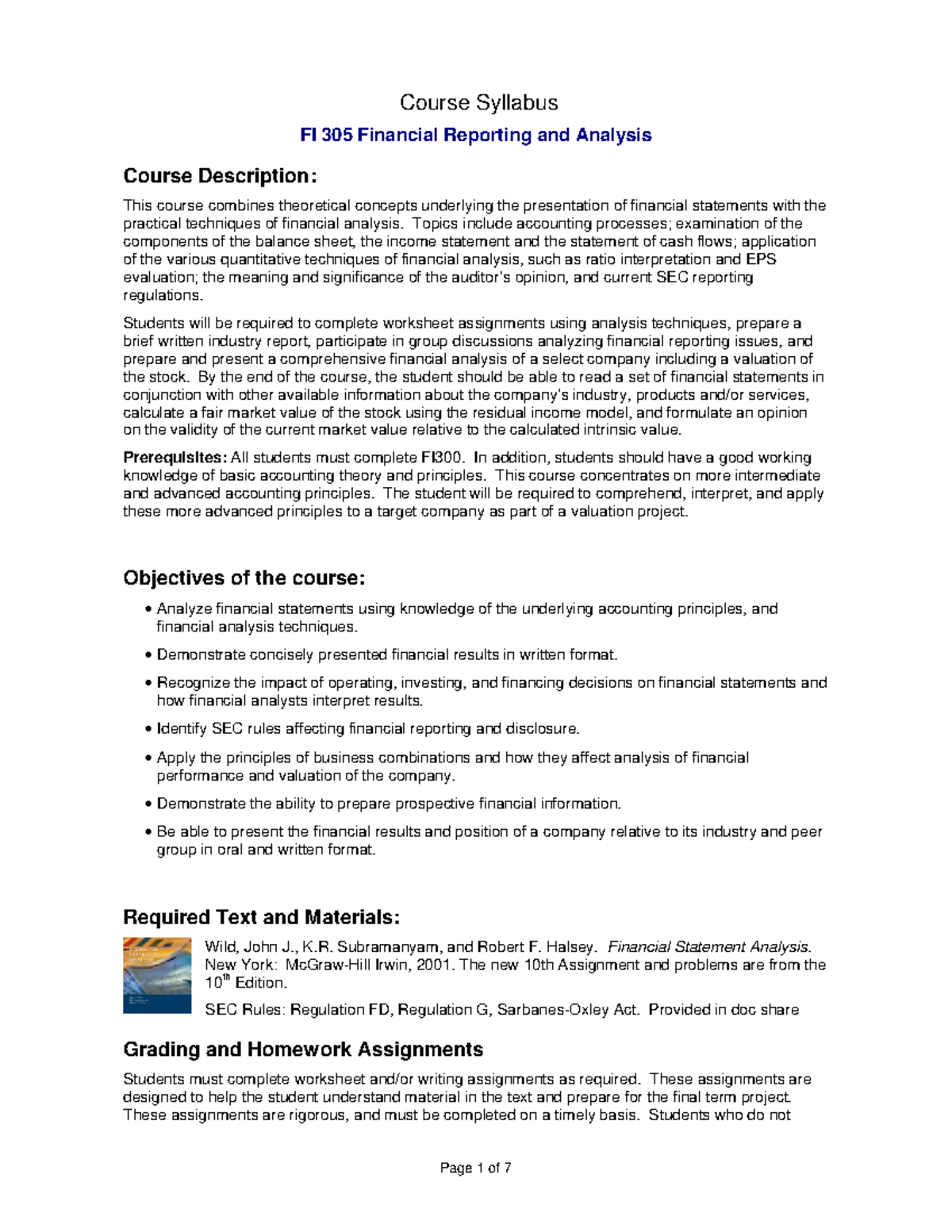 Syllabus - Bsba - Course Syllabus FI 305 Financial Reporting and ...