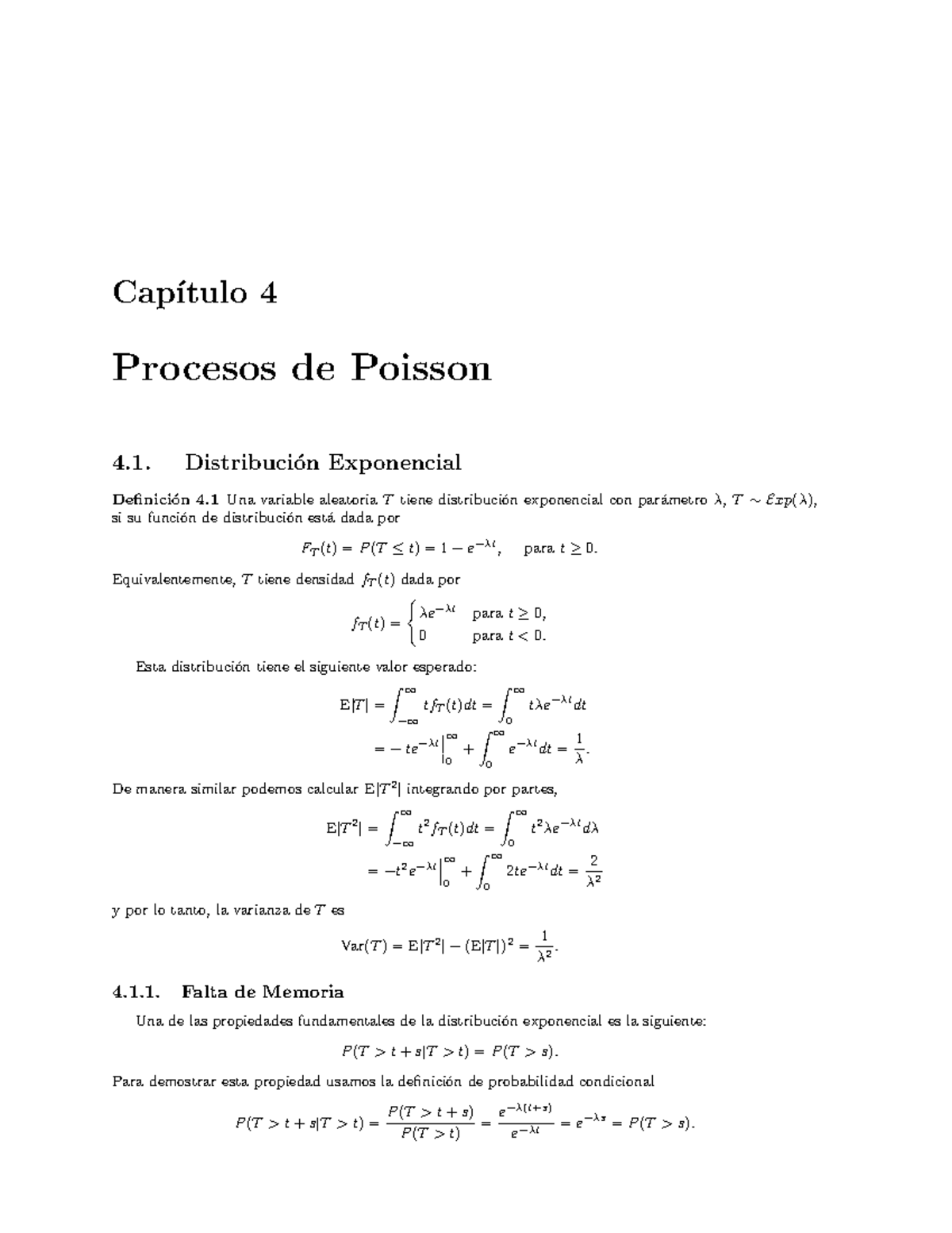 Lectura II Cap 4 Proceso de Poisson - Cap ́ıtulo 4 Procesos de Poisson ...
