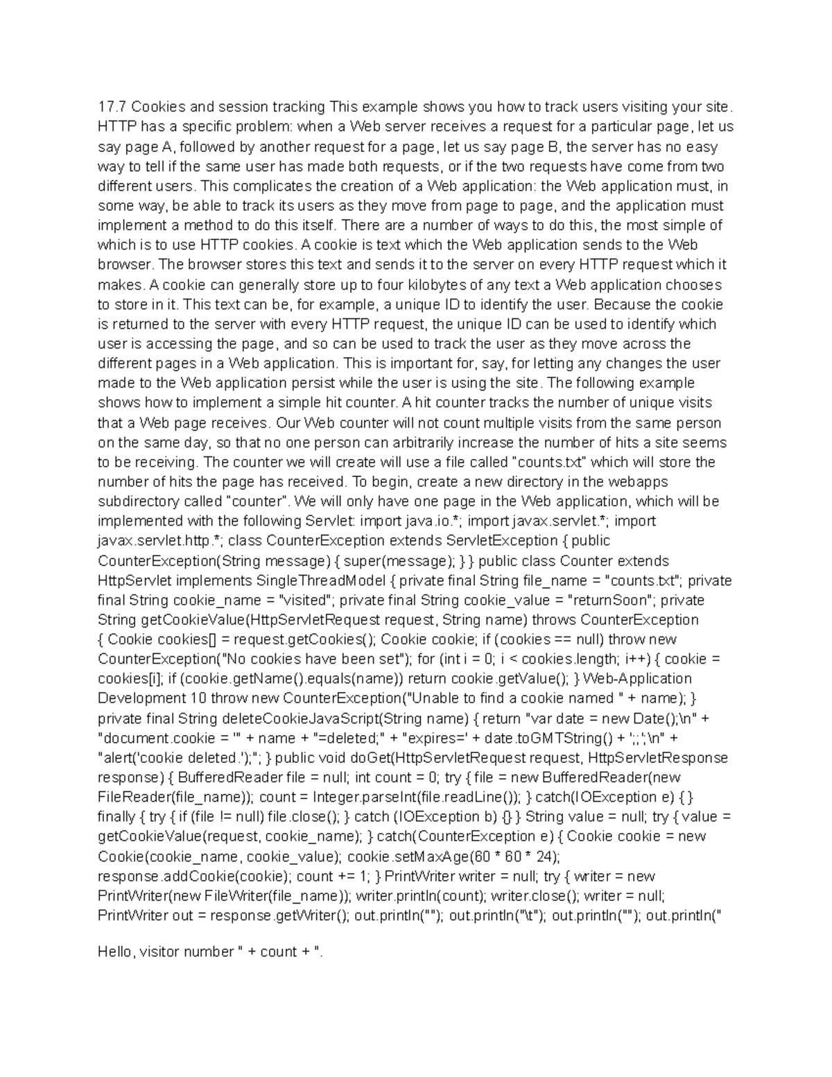 Web Development 70 - 17 Cookies and session tracking This example shows ...