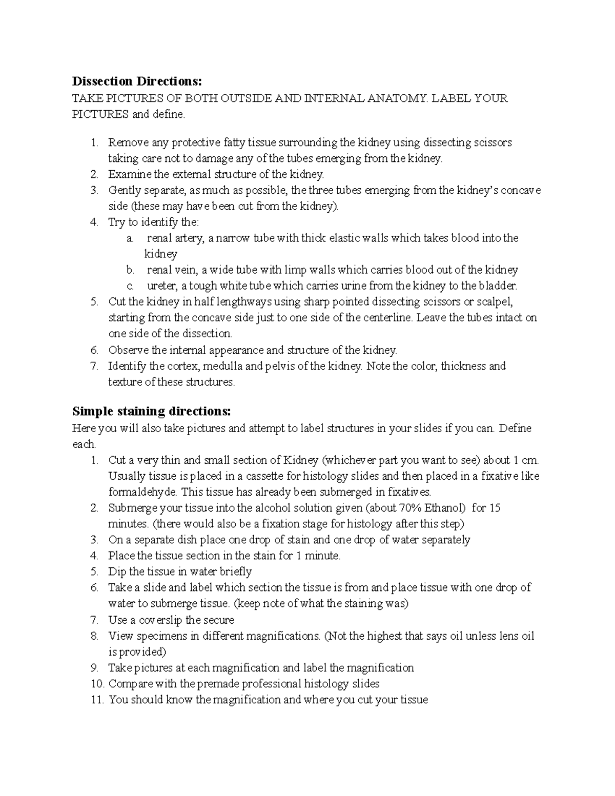 FILE 2879 - Dissection Directions: TAKE PICTURES OF BOTH OUTSIDE AND ...