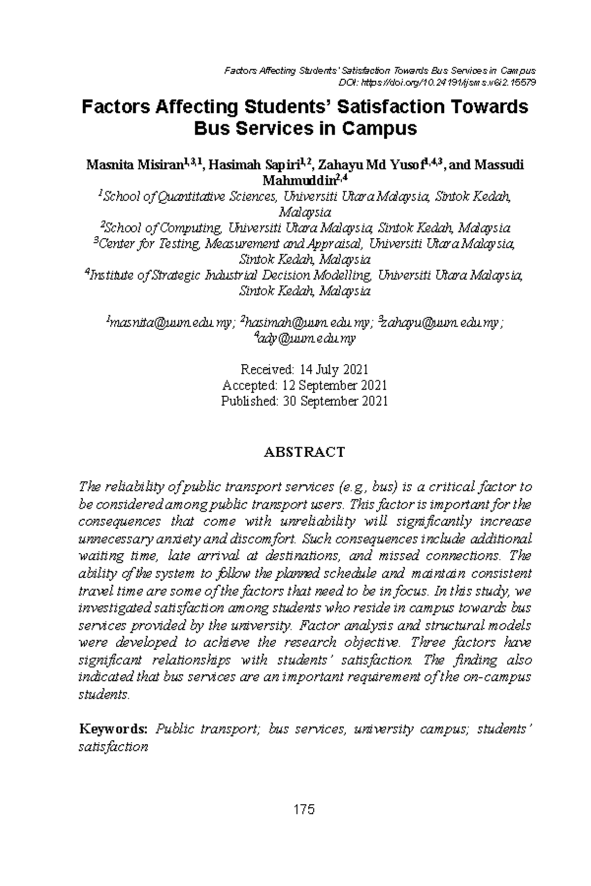 Factors influence student's satisfaction to bus service - Factors ...